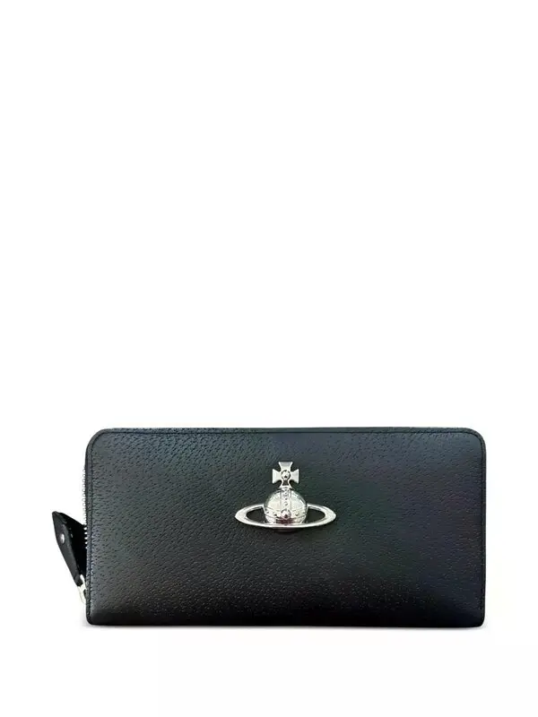 VIVIENNE WESTWOOD Orb Plaque Grained Leather Wallet - Black