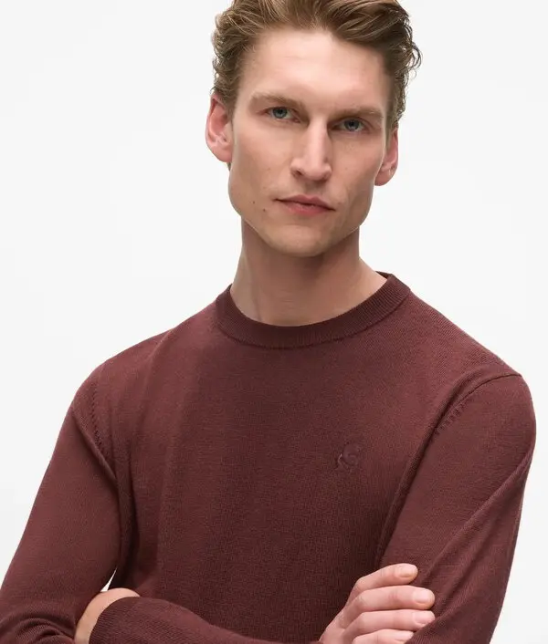 Karl Lagerfeld Crew Neck Wool Sweater - Merlot