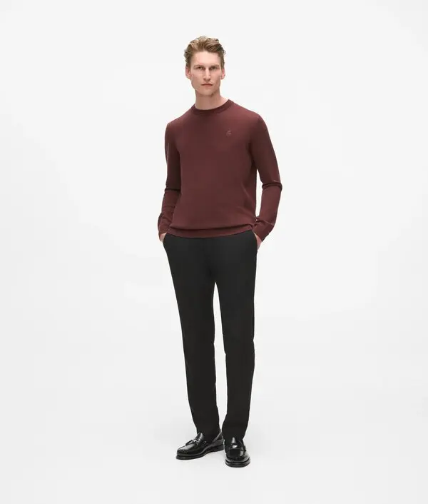 Karl Lagerfeld Crew Neck Wool Sweater - Merlot