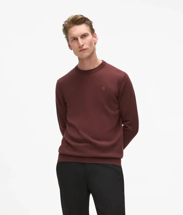 Karl Lagerfeld Crew Neck Wool Sweater - Merlot