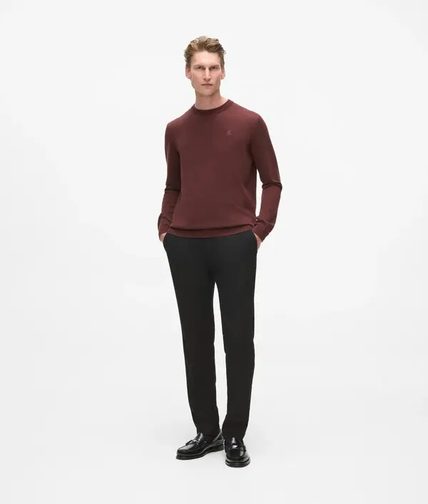 Karl Lagerfeld Crew Neck Wool Sweater - Merlot