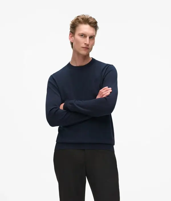 Karl Lagerfeld Crew Neck Wool Sweater - Navy