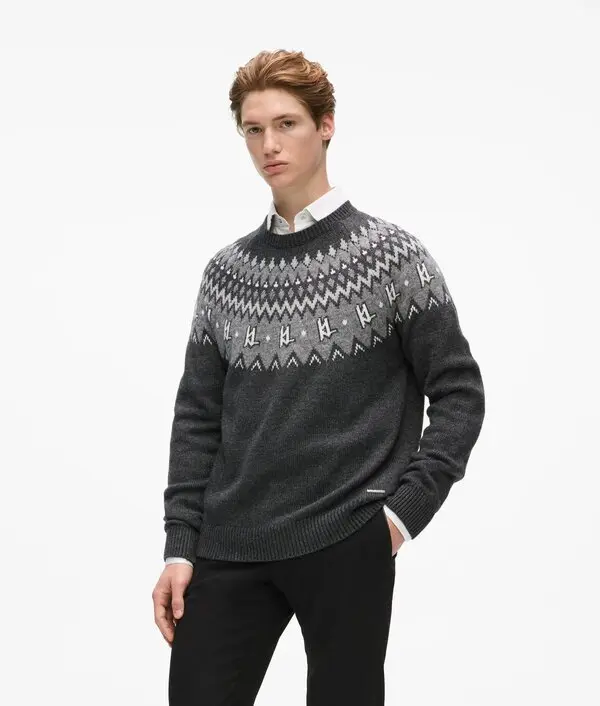 Karl Lagerfeld Norwegian-inspired Crew Neck Sweater - Carbon