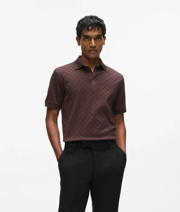 Karl Lagerfeld Monogram Polo Shirt - Black/brow