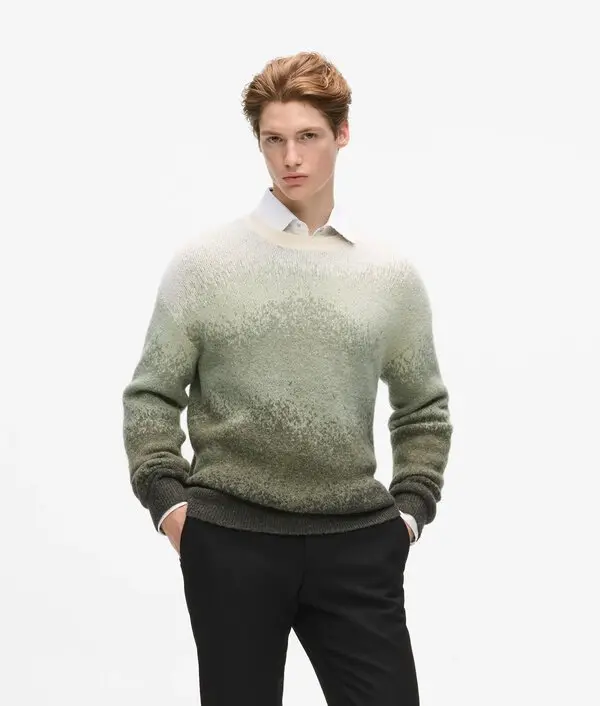 Karl Lagerfeld Gradient Crew Neck Sweater - Army Green