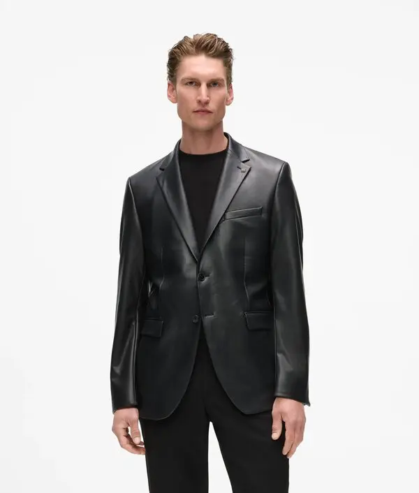 Karl Lagerfeld Slim-fit Faux-leather Jacket - Black