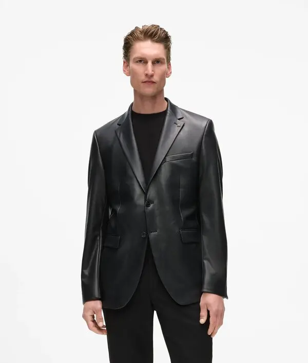Karl Lagerfeld Slim-fit Faux-leather Jacket - Black
