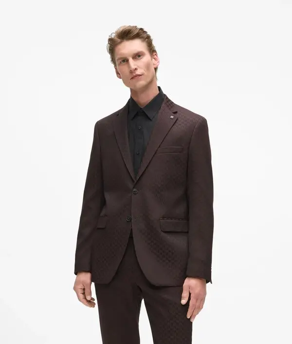 Karl Lagerfeld All-over Monogram Suit Jacket - Black/brow