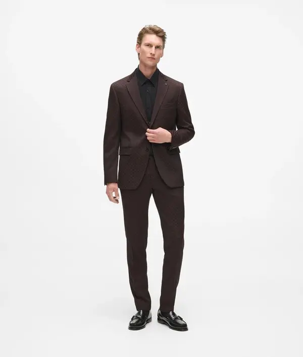Karl Lagerfeld All-over Monogram Tailored Trousers - Black/brow