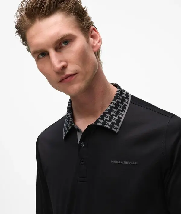 Karl Lagerfeld Monogram Collar Polo Shirt