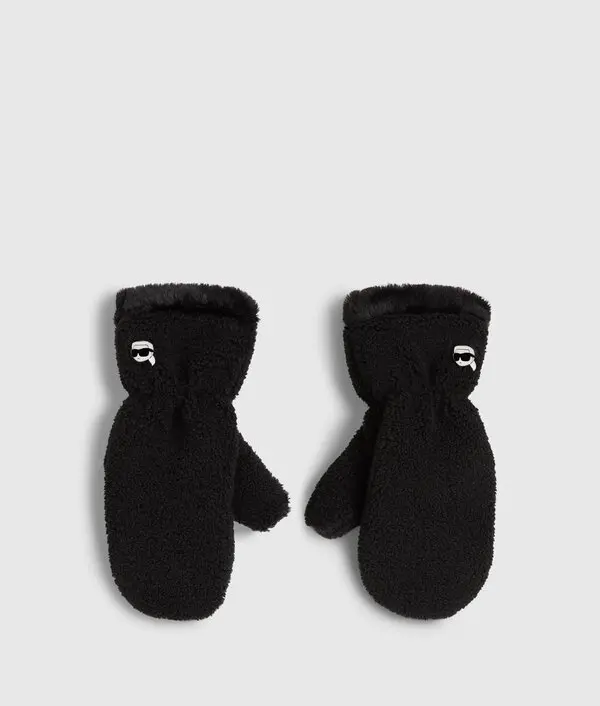 Karl Lagerfeld Ikon Faux-shearling Mittens - Black