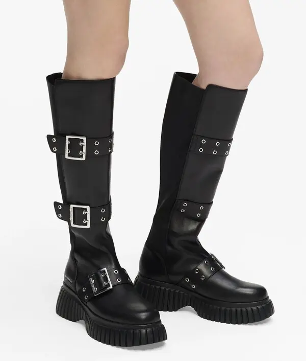 Karl Lagerfeld Kreeper Wedge Tri-buckle Boots