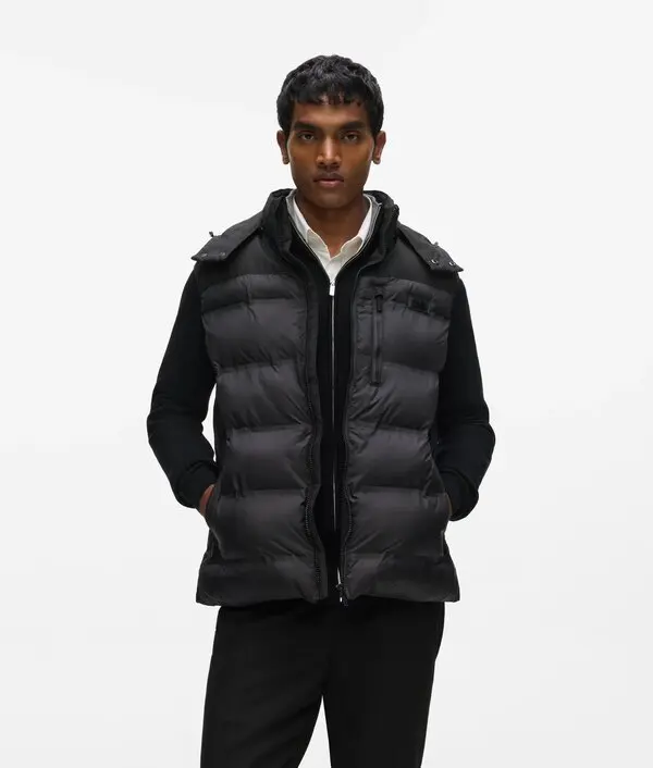 Karl Lagerfeld Hooded Padded Gilet - Black