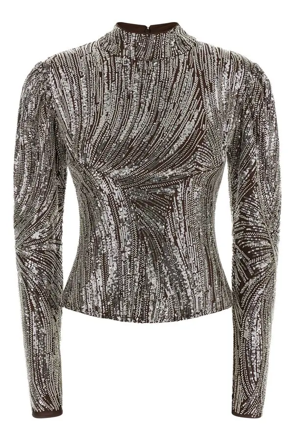 Rabanne Sequin Top - Brown
