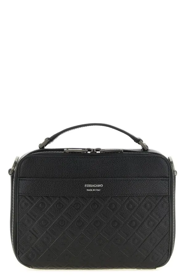FERRAGAMO Monogram' Crossbody Bag - Black
