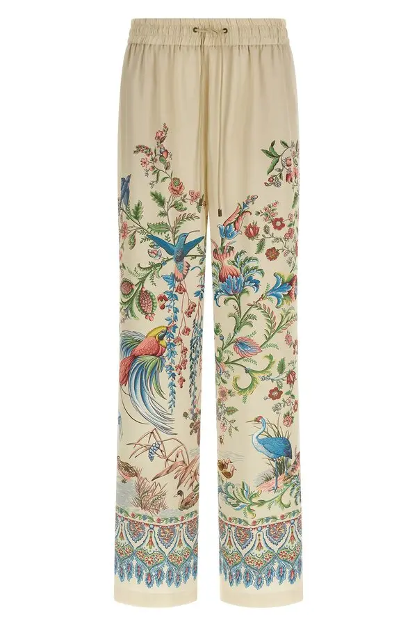 Etro Flora And Fauna Printed Trousers - Beige