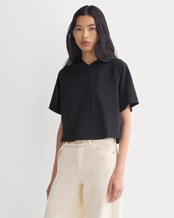 Everlane Premium Weight Cropped Paneled Tshirt - Black