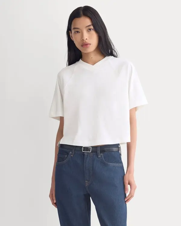 Everlane Premium Weight Cropped Paneled Tshirt - White