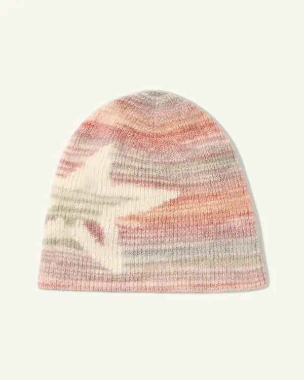 Perfect Moment Wool Blend Pastel Striped Beanie - Blush