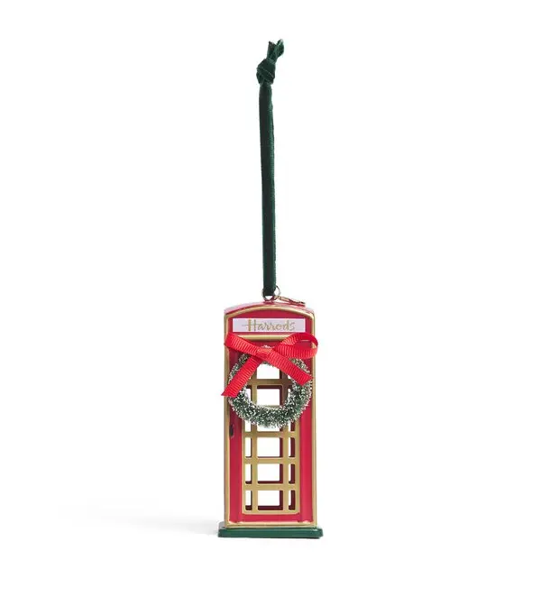 Harrods Phone Box Tree Decoration - Red