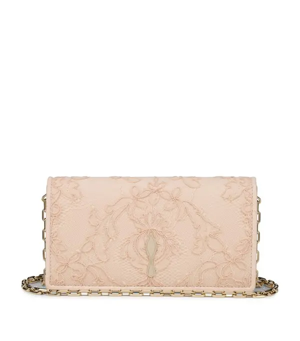 CHRISTIAN LOUBOUTIN Bettina Crepe Satin Lace Clutch Bag - Nude