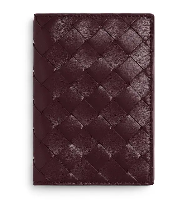 Bottega Veneta Leather Intrecciato Passport Holder - Red
