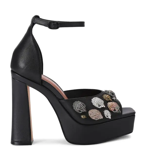 Kurt Geiger Leather Embellished Eagles Platform Sandals 13