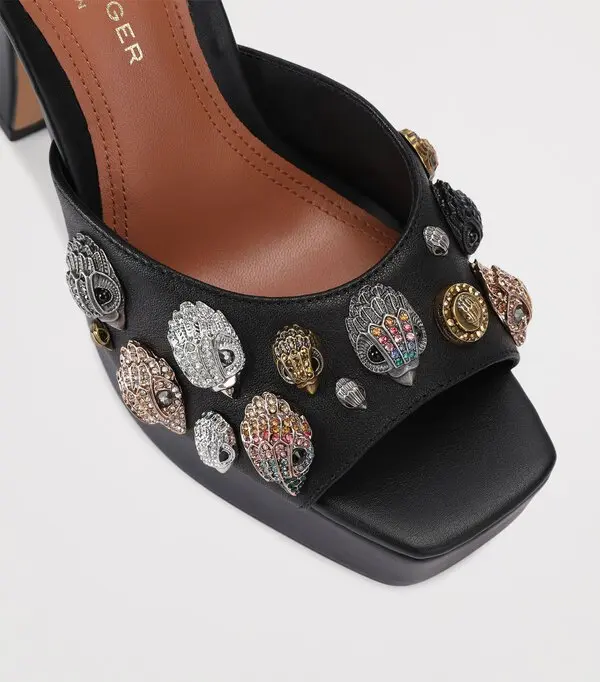 Kurt Geiger Leather Embellished Eagles Platform Sandals 13