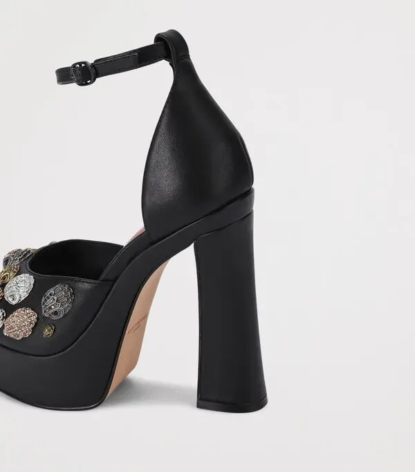 Kurt Geiger Leather Embellished Eagles Platform Sandals 13