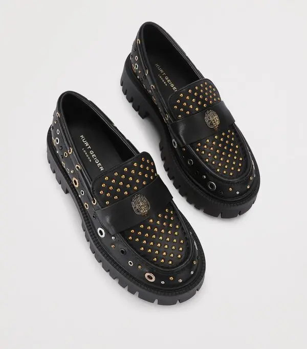 Kurt Geiger Leather Studded Chunky Loafers