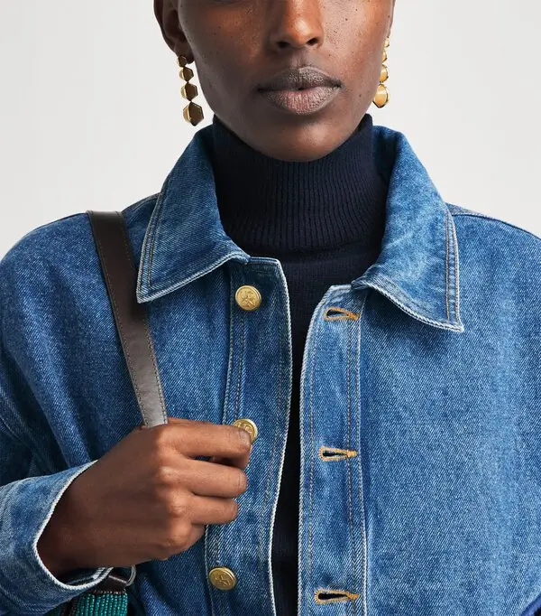 Ulla Johnson Eyelet Bobbi Denim Jacket - Blue