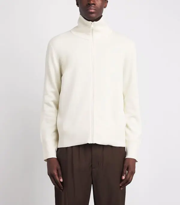 Sandro Wool Zip-up High Neck Cardigan - Beige