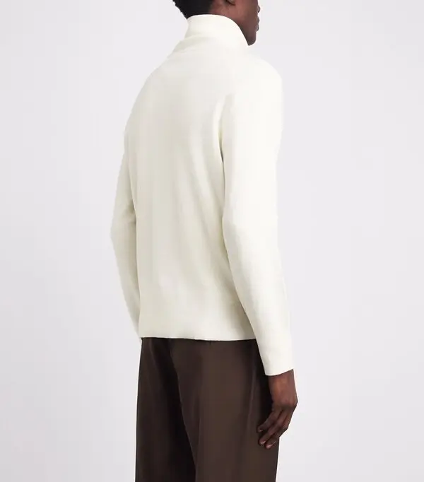 Sandro Wool Zip-up High Neck Cardigan - Beige