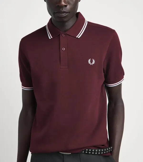 Fred Perry Cotton Twin Tipped Polo Shirt - Red