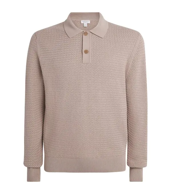 Sunspel Cotton Basketweave Polo Sweater
