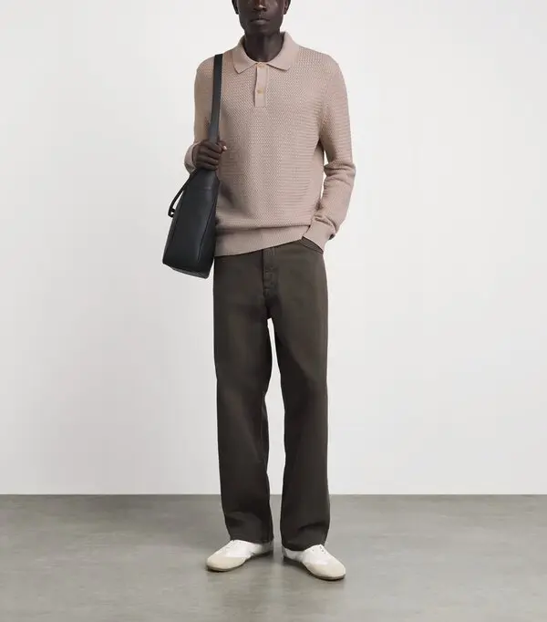 Sunspel Cotton Basketweave Polo Sweater