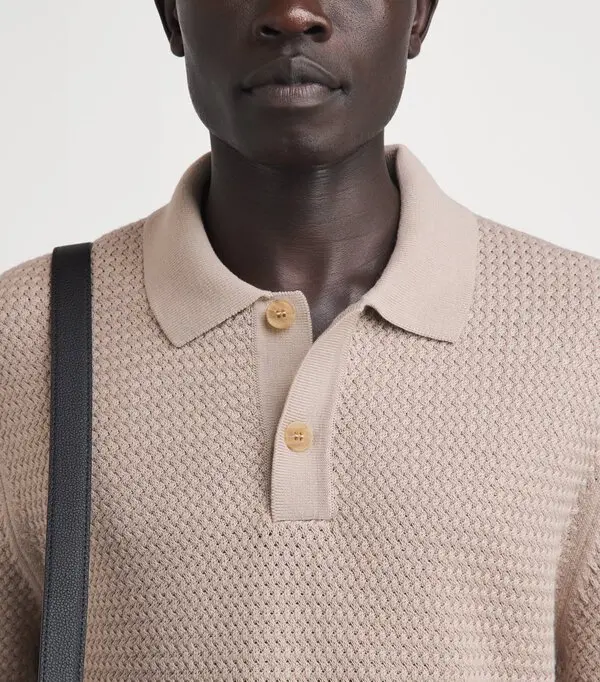 Sunspel Cotton Basketweave Polo Sweater