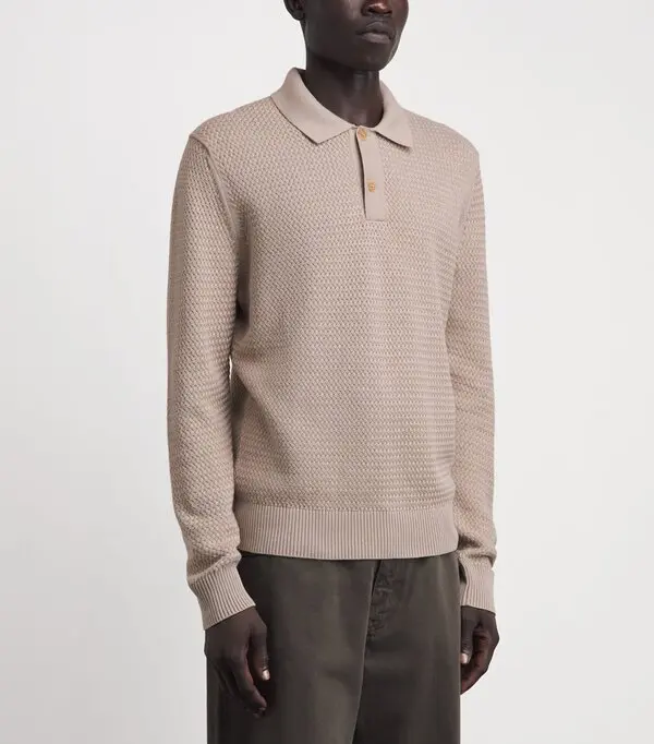 Sunspel Cotton Basketweave Polo Sweater