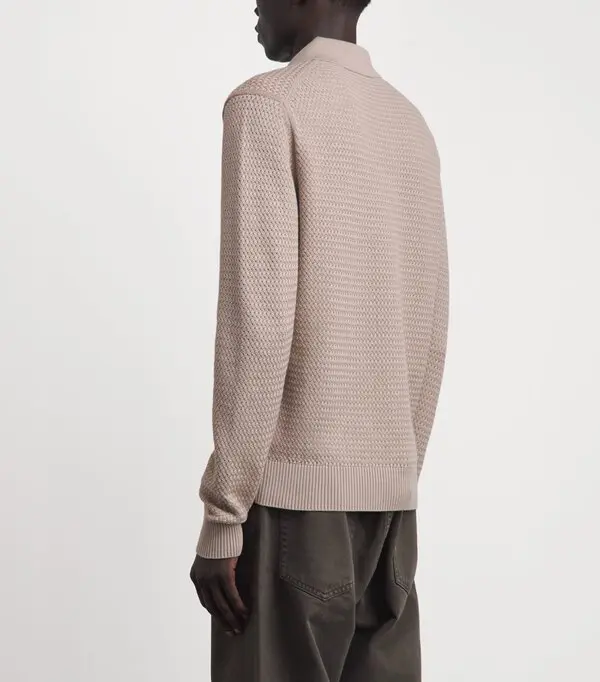 Sunspel Cotton Basketweave Polo Sweater