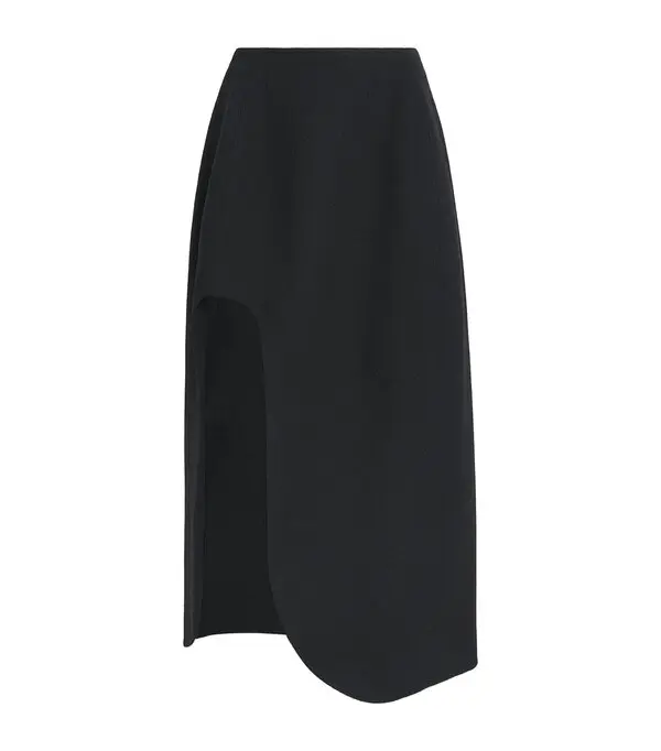 JIL SANDER Wool Sablé Midi Skirt