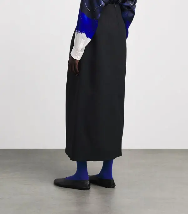 JIL SANDER Wool Sablé Midi Skirt