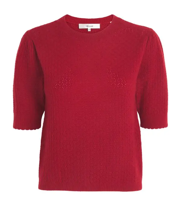 FRAME Cashmere Pointelle The Gathered Honeycomb Sweater