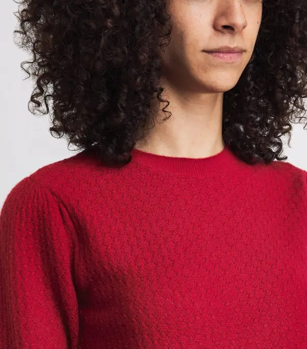 FRAME Cashmere Pointelle The Gathered Honeycomb Sweater