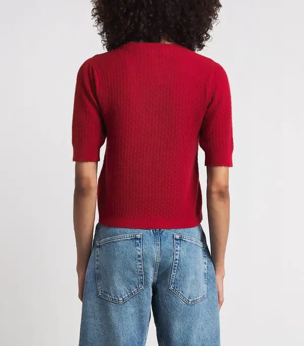FRAME Cashmere Pointelle The Gathered Honeycomb Sweater
