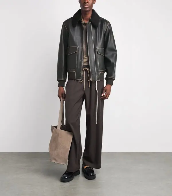 Rag & Bone Leather Shearling-collar Bomber Jacket