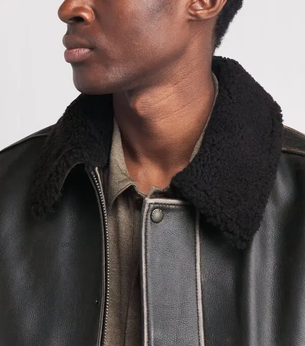 Rag & Bone Leather Shearling-collar Bomber Jacket