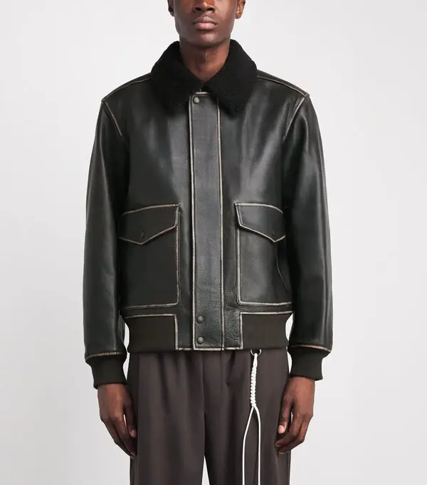 Rag & Bone Leather Shearling-collar Bomber Jacket