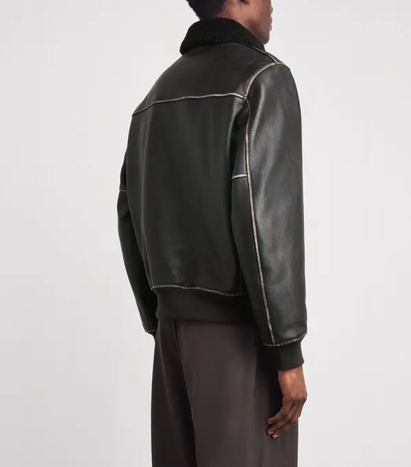Rag & Bone Leather Shearling-collar Bomber Jacket