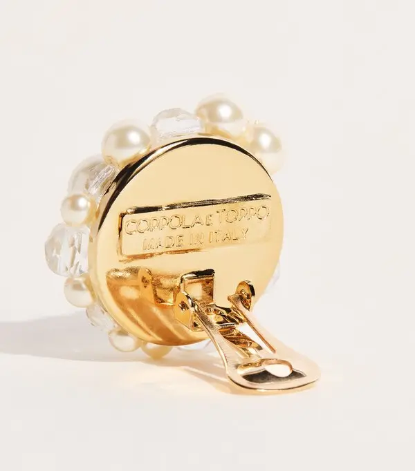 COPPOLA E TOPPO Gold-plated Faux Pearl And Crystal Clip-on Earrings