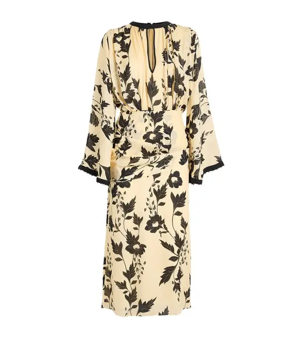 Johanna Ortiz Silk Pintando En Henna Midi Dress - Ivory